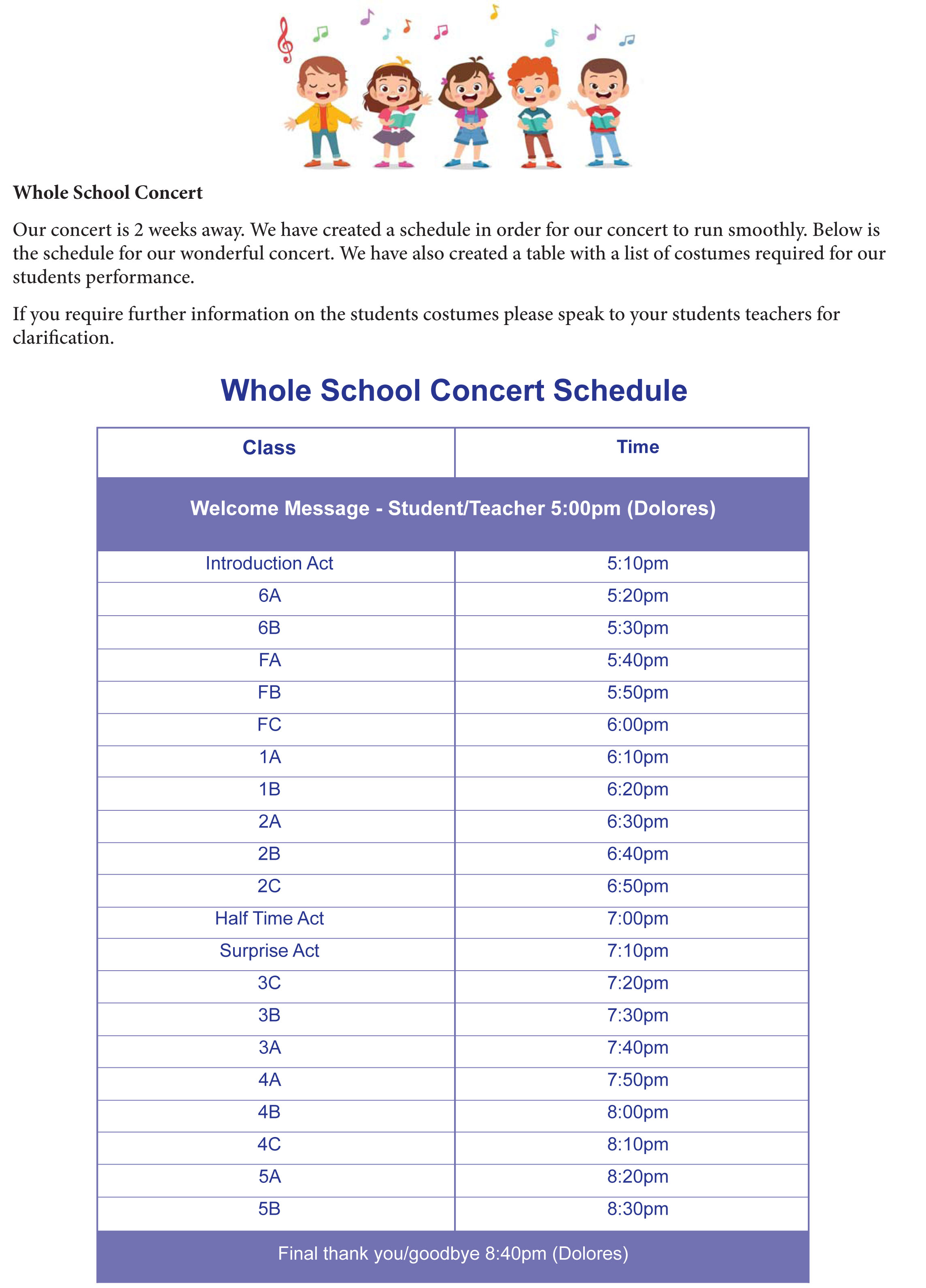 2022 Whole School Concert